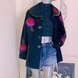 Carson | Jackets & Coats | Carson Floral Embroidered Pleated Jacket ...